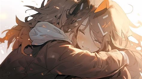 Medium Shot Anime Characters Hugging Ai Generated Image