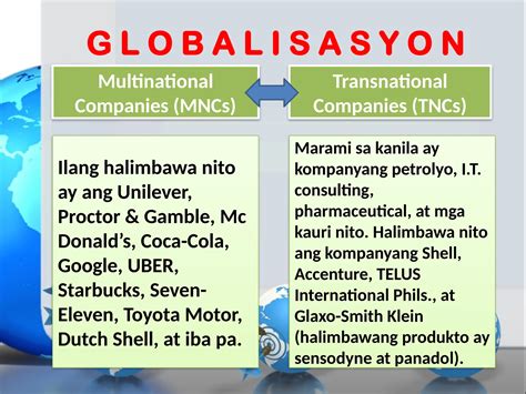Anyo Ng Globalisasyon Araling Panlipunan 10 Kontemporaryong Isyu Pptx