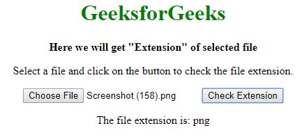 How to get file extensions using JavaScript? | GeeksforGeeks