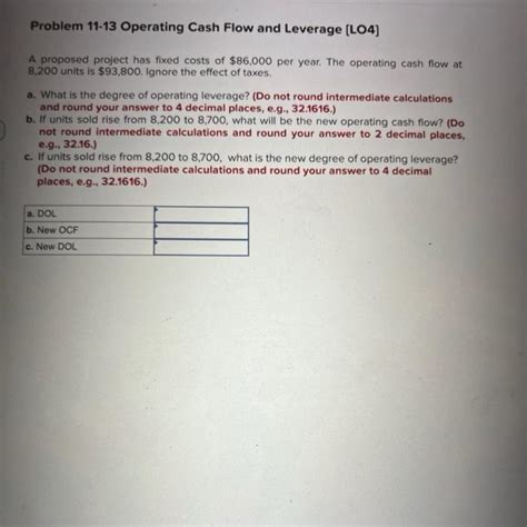 Solved Problem 11 13 Operating Cash Flow And Leverage [lo4]
