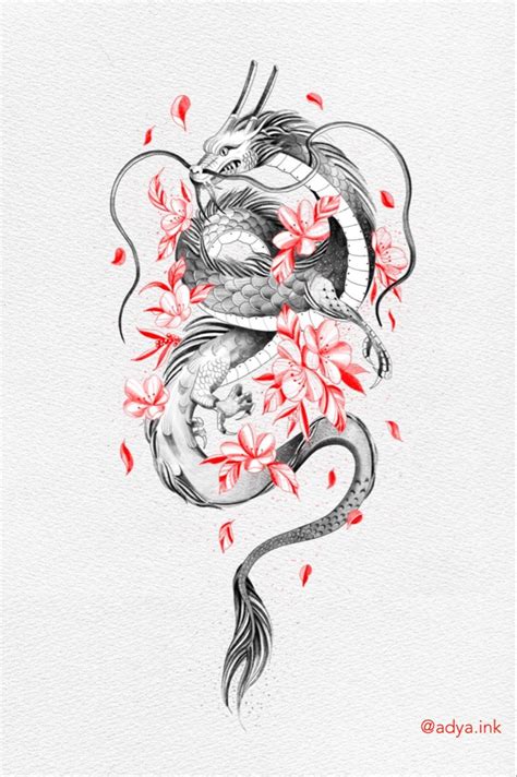 Dragon With Cherry Blossoms Click And Get Your Own Unique Custom
