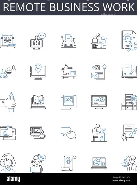 Colección remota de iconos de línea de trabajo empresarial
