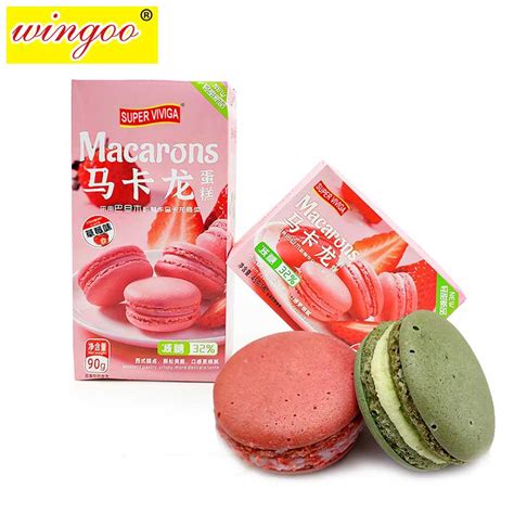 Boxed Macaron Cookies Strawberry Flavor Wingoo Biscuit Manufacturers