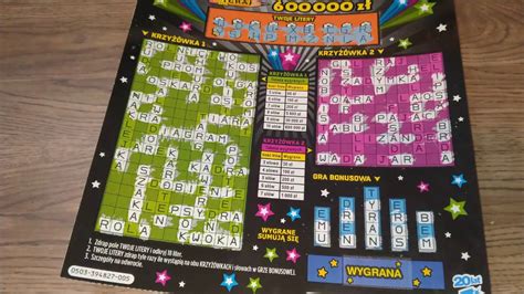 ZDRAPKI LOTTO 349 SUPER WYGRANA W ZDRAPCE WIELKA KRZYŻÓWKA DUŻY