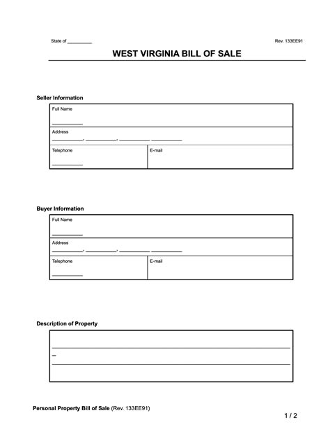 Free West Virginia Bill Of Sale Forms Pdf And Word