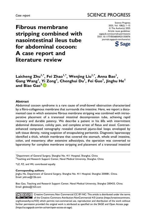 Pdf Fibrous Membrane Stripping Combined With Nasointestinal Ileus Tube For Abdominal Cocoon A