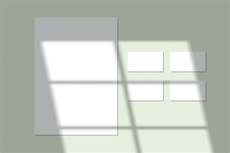 벡터는 흰색 빈 수직 용지와 카드의 모의 그림자 오버레이 효과입니다 창에서 투명한 부드러운 빛과 그림자 투명 창 그림자와 자연 번개의 모형 10 Eps 메쉬 0명에 대한