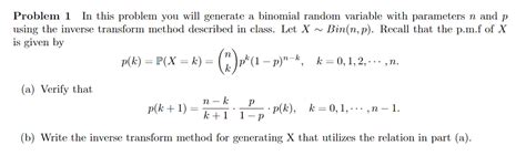 Solved Problem In This Problem You Will Generate A Chegg