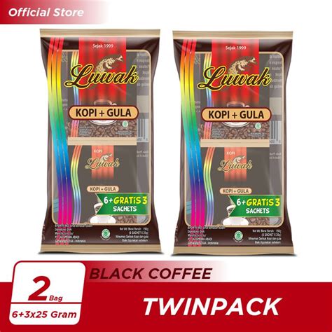 Promo Kopi Luwak Plus Gula Black Coffee Bag 6 3 X25gr Twin Pack