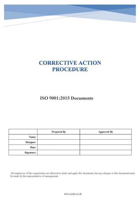 Corrective Action Procedure ISODOC Documentation Toolkit
