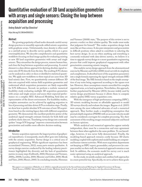 Pdf Quantitative Evaluation Of 3d Land Acquisition Geometries With