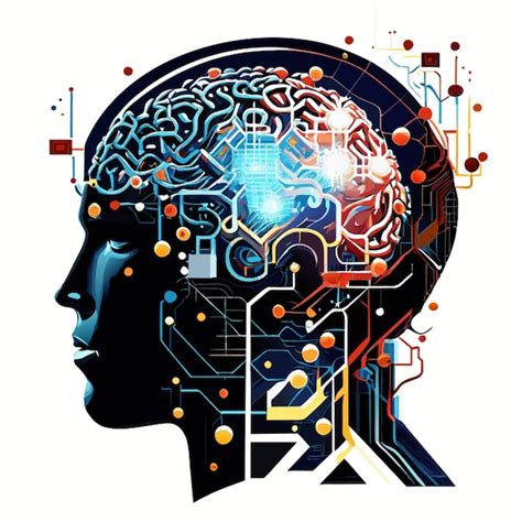 Premium Vector Illustrate A Fusion Of A Human Brain With Intertwining Digital Circuits To