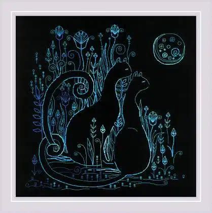 Riolis Cats Moonlight 2173 Cross Stitch Kit JK S Cross Stitch Supplies