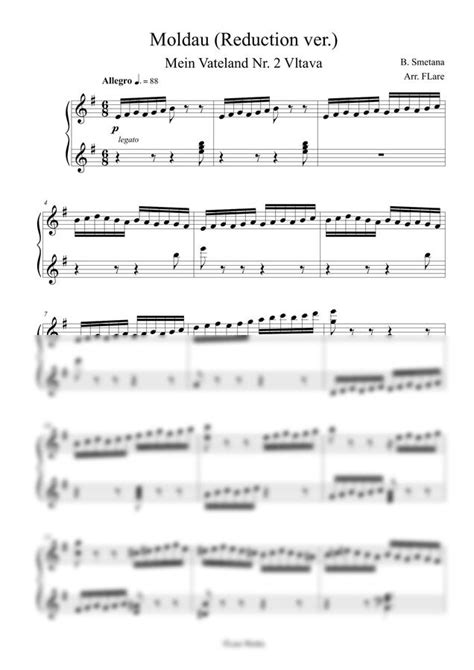 악보 B Smetana 스메타나 교향시 나의 조국 중 몰다우 피아노 편곡 By Flare