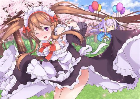 Aliasing Cherry Blossoms Chibi Flowers Grass Maid Moonhackle Myuseru Foaran Outbreak Company