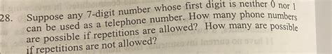 solved suppose any 7 digit number whose first digit is