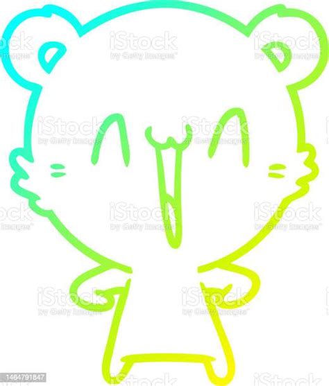 Dessin Au Trait Dégradé Froid Dun Dessin Animé Happy Bear Vecteurs