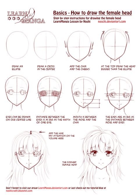 Learn Manga How To Draw The Female Head Front By Naschi On Deviantart Anime Face Drawing