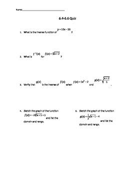 Solving Radical Functions And Inverse Functions Quiz By Beth Purl