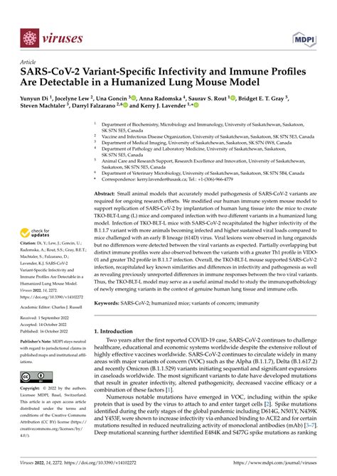 Pdf Sars Cov 2 Variant Specific Infectivity And Immune Profiles Are Detectable In A Humanized