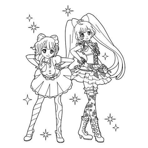 Раскраска Аниме девушки подружки распечатать раскраски для детей
