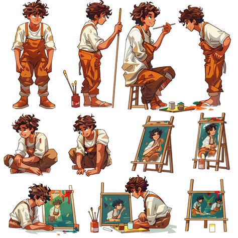 Folha De Sprite De Um Artista De Pixel Art Personagem The Vetor Premium