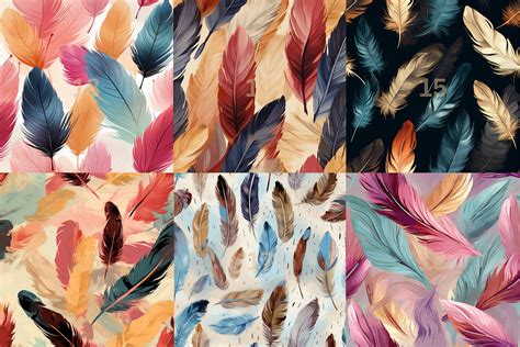18 Seamless Feather Patterns Feather Patterns Digital Download 18 Pattern Bundle