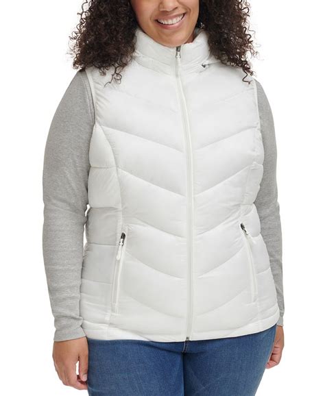 Charter Club Womens Plus Size Packable Hooded Puffer Vest Created For