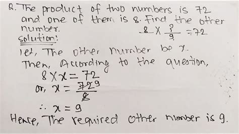 The Product Of Two Numbers Is And One Of Them Is 8 Find The Other