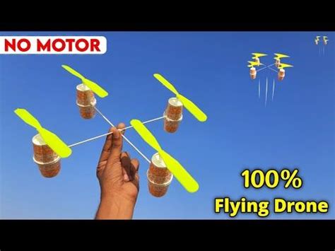 How To Make Drone 100 Flying Drone Without Motor Rubberband Propeller Flying Toy Easy