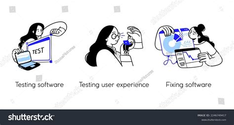 Programming Illustration Set Different Characters Working Stock Vector