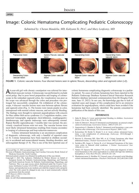 Pdf Image Colonic Hematoma Complicating Pediatric Colonoscopy