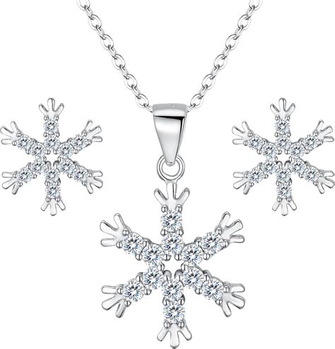 Clearine Schneeflocke Schmuckset 925 Sterling Silber Cubic Zirconia
