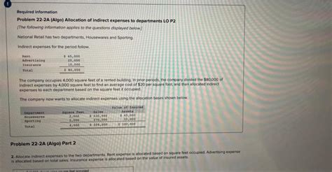 Solved Required Information Problem 22 2a Algo Allocation