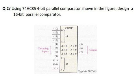 Solved Q 2 Using 74HC85 4 Bit Parallel Comparator Shown In Chegg Com