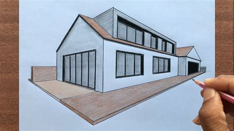 How To Draw A House In 2 Point Perspective Youtube