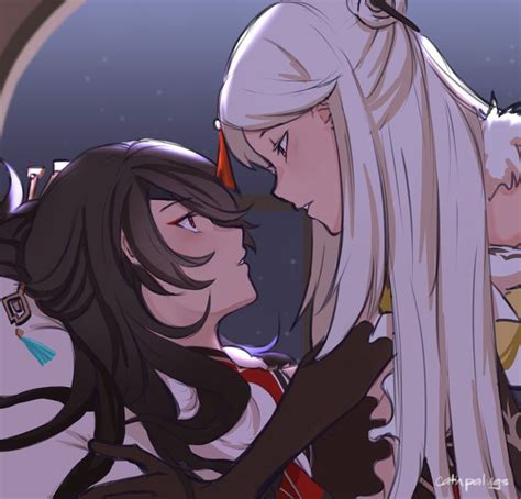 Pin by черрі on genshin impact Anime friendship Kiss art Fan art