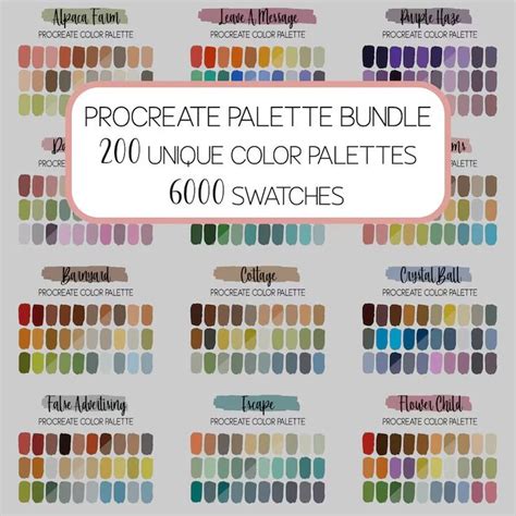Ultimate Procreate Mega Color Palette Bundle Png 200 Palettes 6000 Colors Ipad Color Swatches