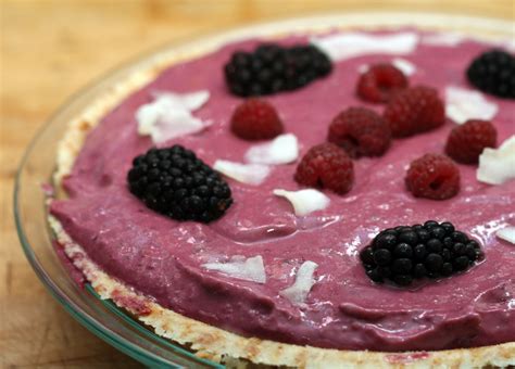 Creamy Blackberry And Raspberry Ice Box Pie With A Coconut Crust