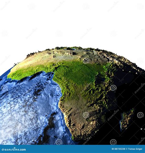Africa On Earth With Exaggerated Mountains Stock Illustration