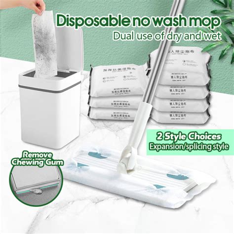 ไม้ถูพื้น ใช้แล้วทิ้ง ไม้ม๊อบ กระดาษเปียก กระดาษแห้ง Lazy Mop ไม้ม็อบ