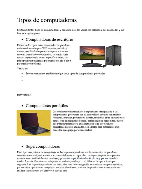 Tipos De Computadoras Recuperado Automáticamente Pdf Supercomputadora Computadora Central