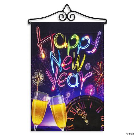 G128 Combo Set Garden Flag Hanger And Garden Flag Happy New Year