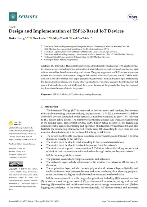 PDF Design And Implementation Of ESP32 Based IoT Devices