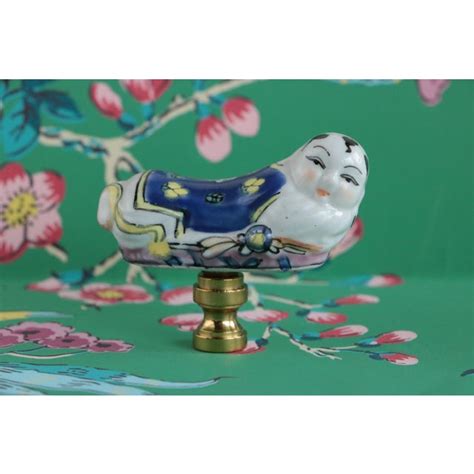 Chinese Opium Pillow Form Lamp Finials A Pair Chairish