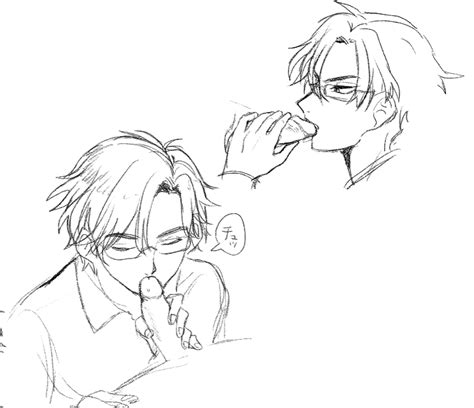 Rule 34 2boys Bigkinokosan Closed Eyes Fellatio Gay Glasses Japanese