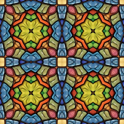 Premium Photo Seamless Tileable Decorative Pattern With Symmetrical Ornament In Stainedglass