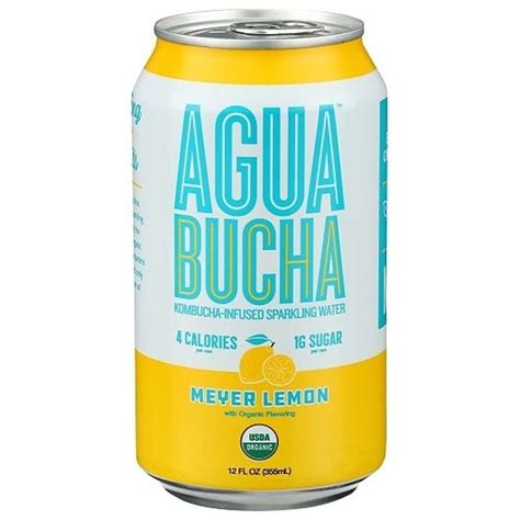 Agua Bucha Meyer Lemon Organic Ginger Sparkling Probiotic Drink 12 Fl
