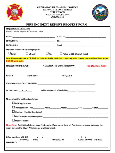 Fillable Online Fire Incident Report Request Form Fire Incident Report