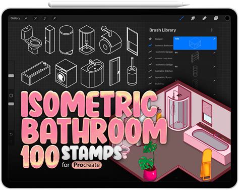 Artstation 100 Bathroom Isometric Brushes For Procreate Isometric